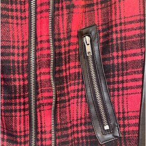 torrid | Jackets & Coats | Torrid Red Black Plaid Mixed Fabric Moto ...